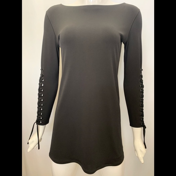 eva varro | Tops | Eva Varro 34 Sleeves Lace Up Tunic Black | Poshmark